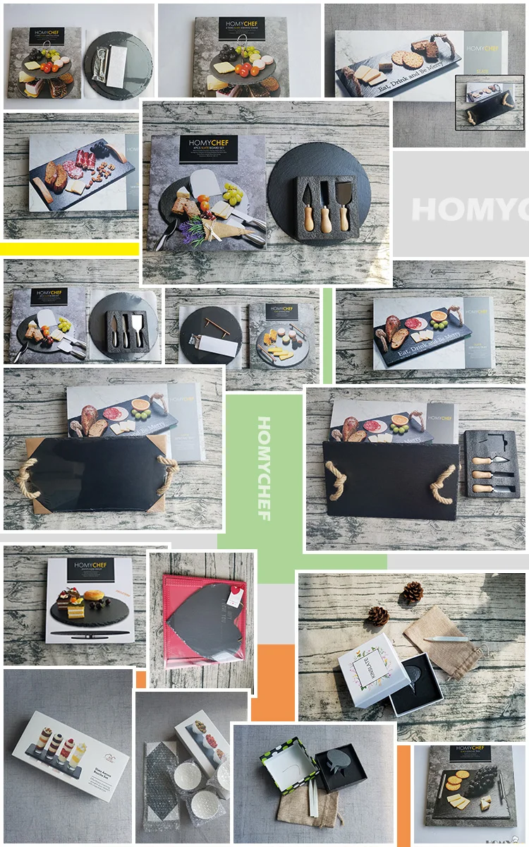 2-tier Natural Slate Buffet Server With Foldable Acacia Wooden Frame ...