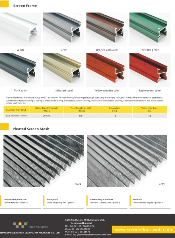 Waterproof Characteristic Polyester Pleated Insect Screen Hot Sale Grey ...