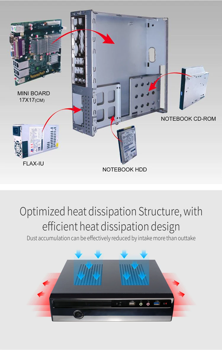 Mini ITX Desktop Case with USB Front Panel & Power Supply ...