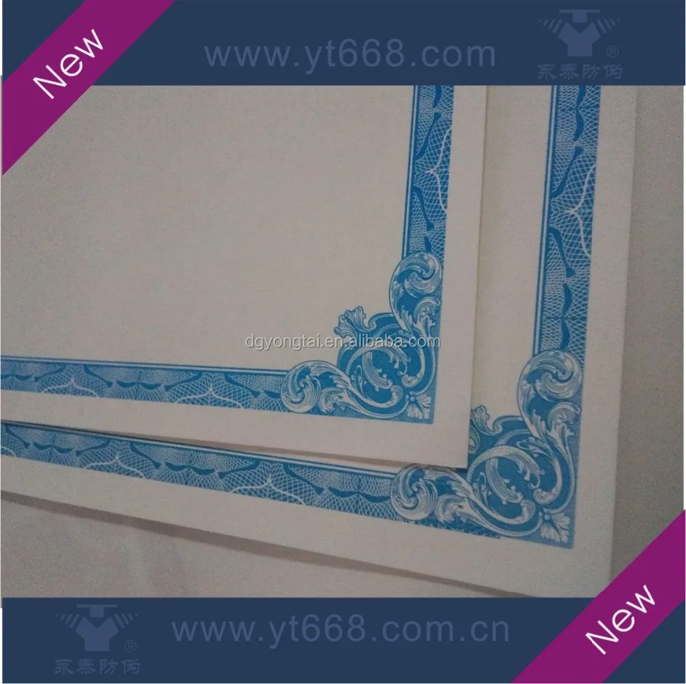 Customized Watermark Paper with Hologram Strip Certificate