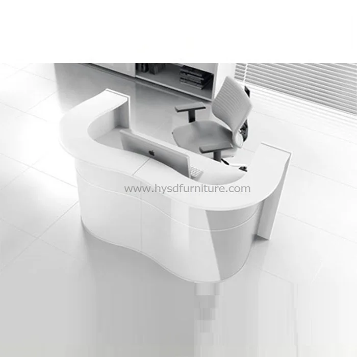 Modern Elegant White Reception Desk - Solid Wood Quality