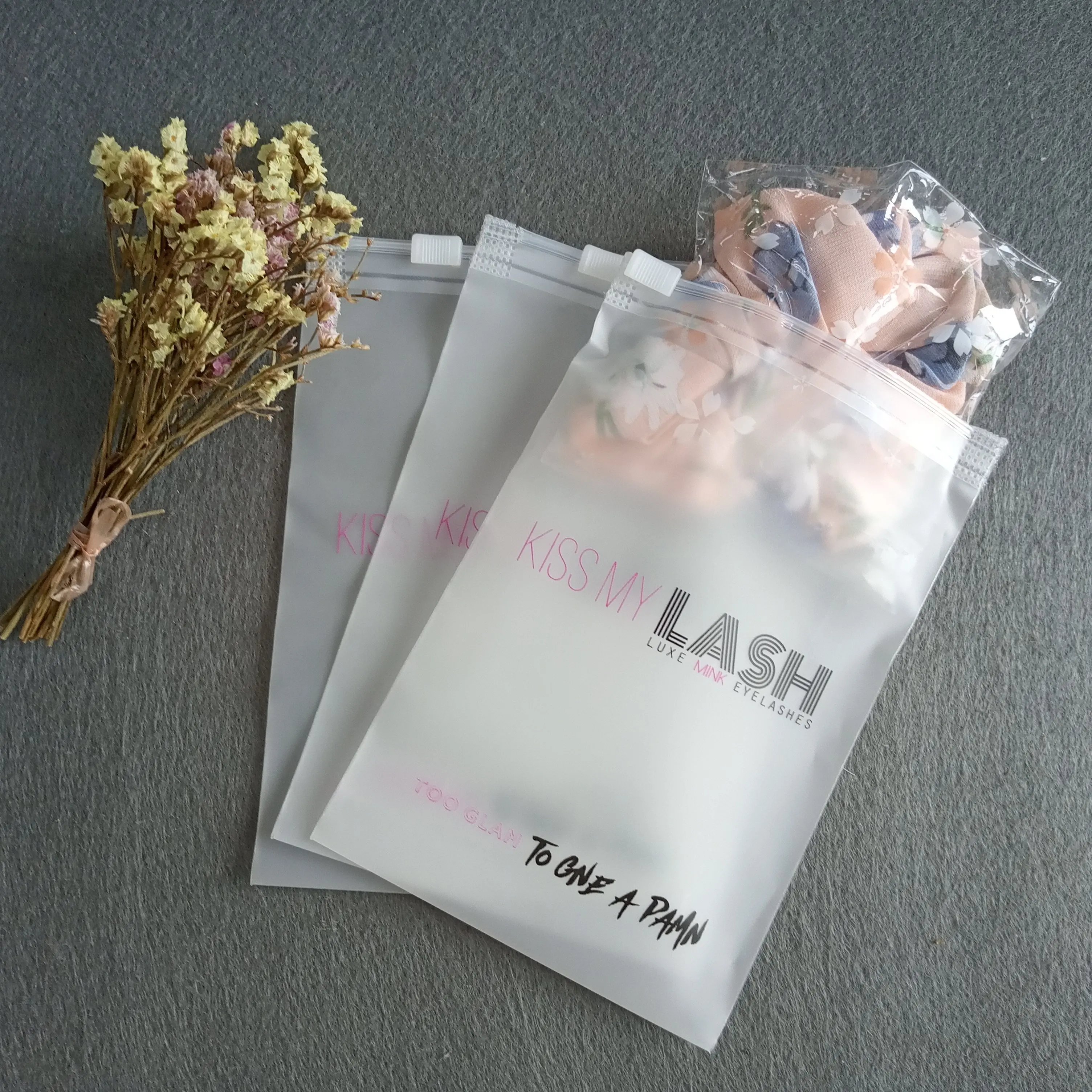 Wholesale Custom Logo Printed Frosted Plastic Zipper Bags Zipper Lock ...