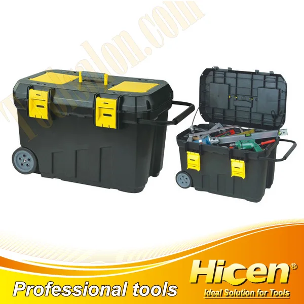 Portable Rolling Plastic Tool Storage Box - Durable & Convenient