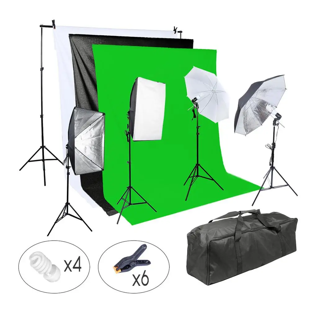 Kit de iluminación de fondo de estudio completo paño de fondo de ...