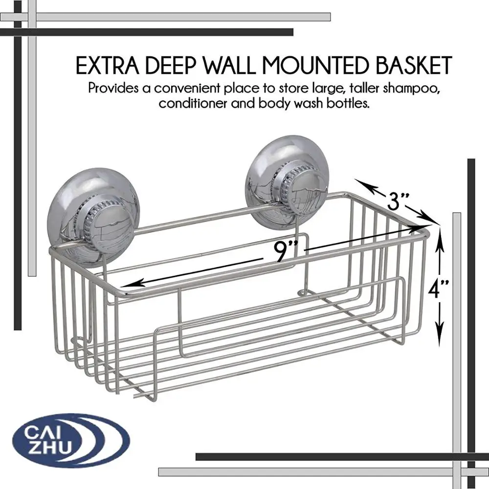 Stainless Steel Wire Shower Shelf Caddy Storage Basket Holder Vacuum ...
