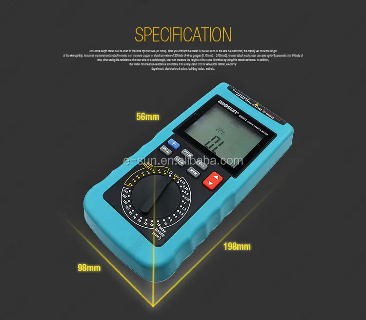 Allosun EM5812 Cable Length Meter: 30KM Digital Resistance Tester for ...