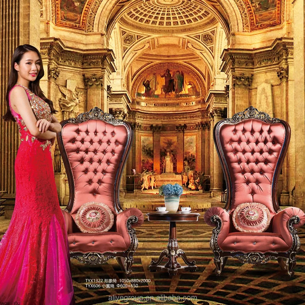 Atyx1322-giant Winged Angel Throne Arm Chair With Red Velvet Fabric For ...