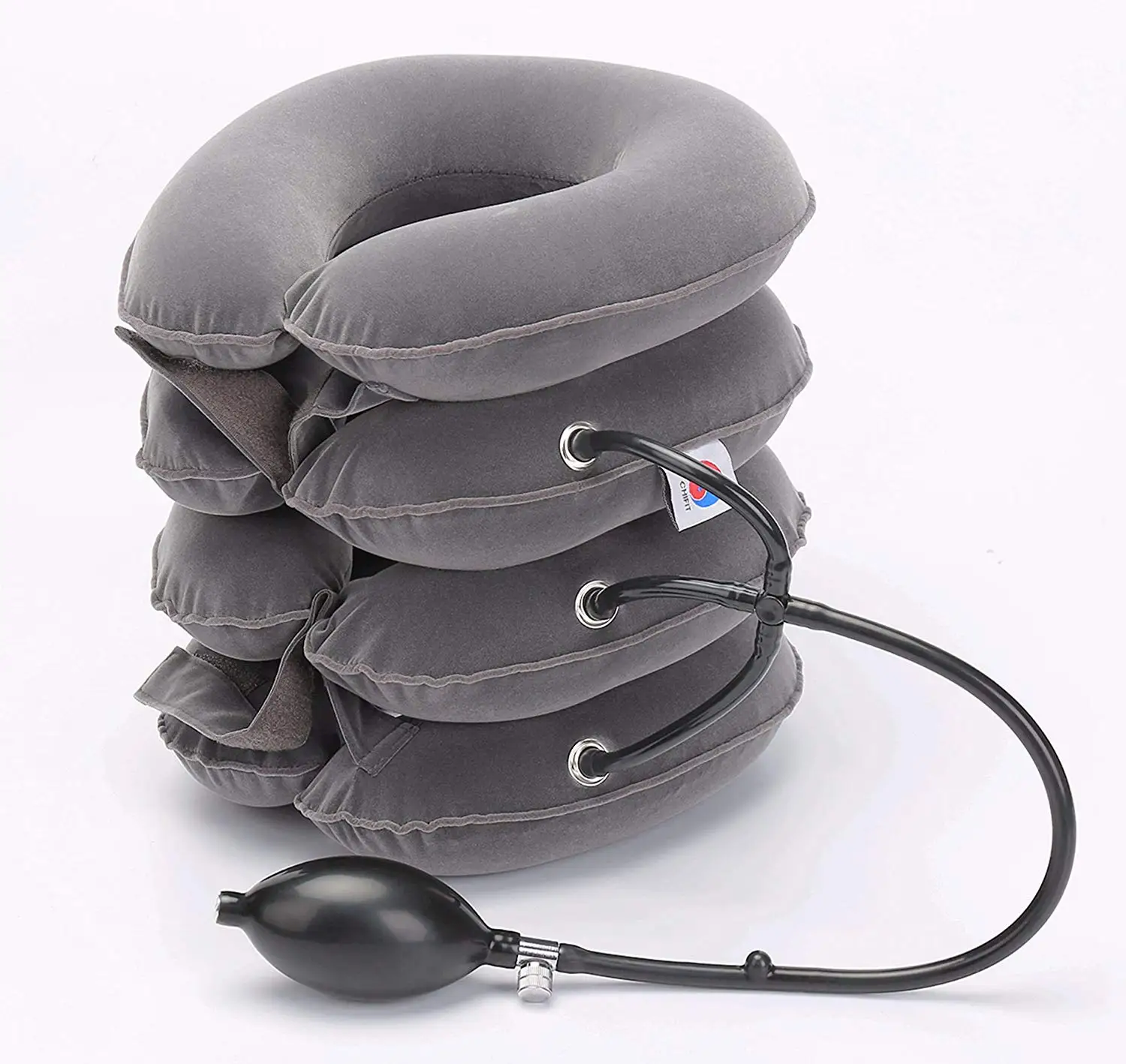 Adjustable 4 Layers 3 Tubes Flannel Inflatable Air Neck Support ...