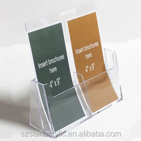 Desktop Clear Acrylic Trifold Brochures Display Stand Holder With ...