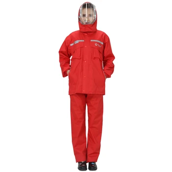 Red 3m Pvc Rain Coat Suit For Men And Woman Rainy Day Jackets Pants ...