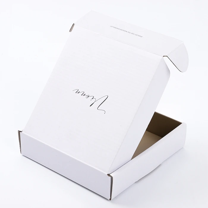 Custom Logo Printed Postage Box Corrugated White Mailing Box Gold Hot ...
