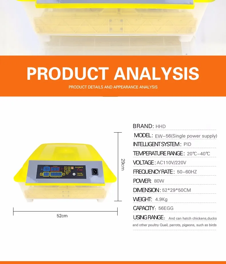 Wonegg 56 Dual Power Automatic Chicken Eggs Incubator Haching Machine ...