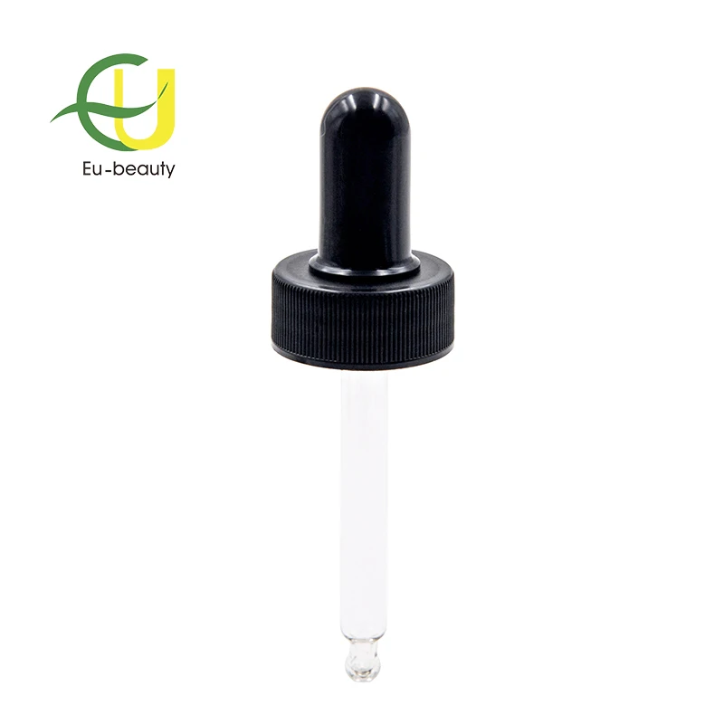 28/400 Black Plastic Glass Dropper with Glass Pipette and Rubber Bulb ...