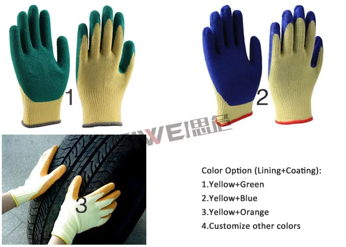 Seeway 10g Yellow Crinkle Latex Gloves Construction Gloves - Buy 10g ...