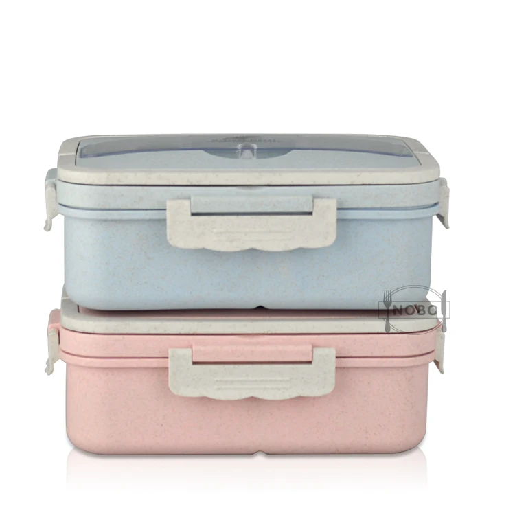 Portable Dinnerware Picnic Potluck Bento Bamboo Fibre Wheat Lunch Box ...