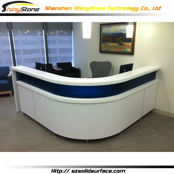 Modern look L-shape design White Krion solid surface sales counter ...