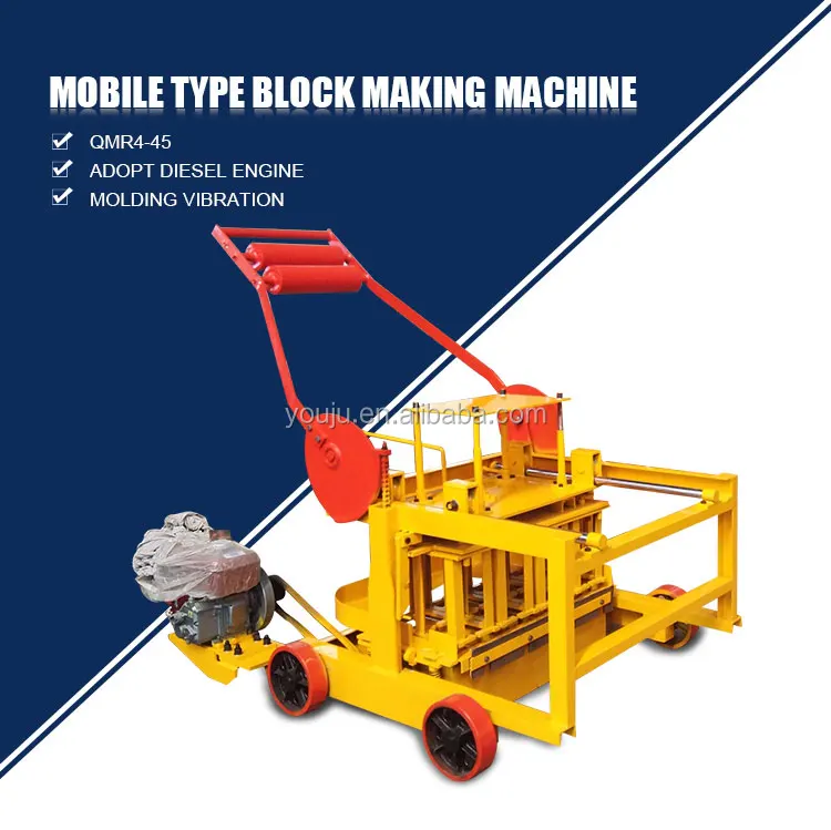 Qmr4-45 Mobile Diesel Soil Brick Machine Interlocking Block Making ...
