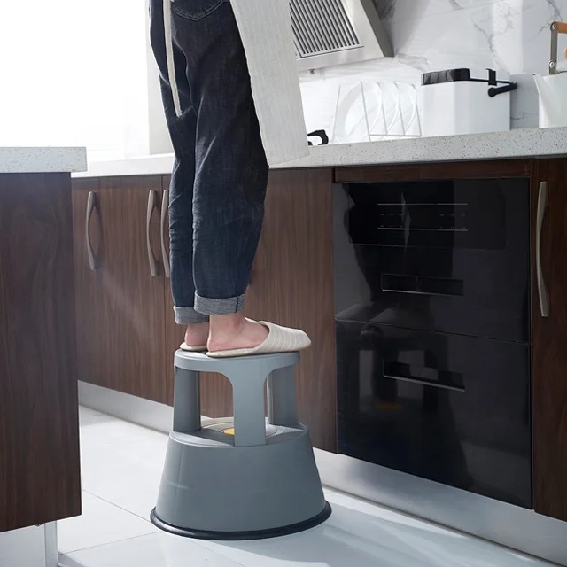 Durable Rolling Step Stool - Foldable & Detachable Design