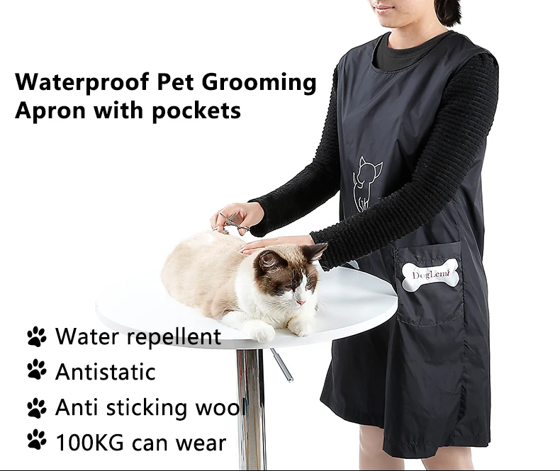 Doglemi Black Waterproof Dog Groomer Aprons Pet Dog Grooming - Buy Dog ...