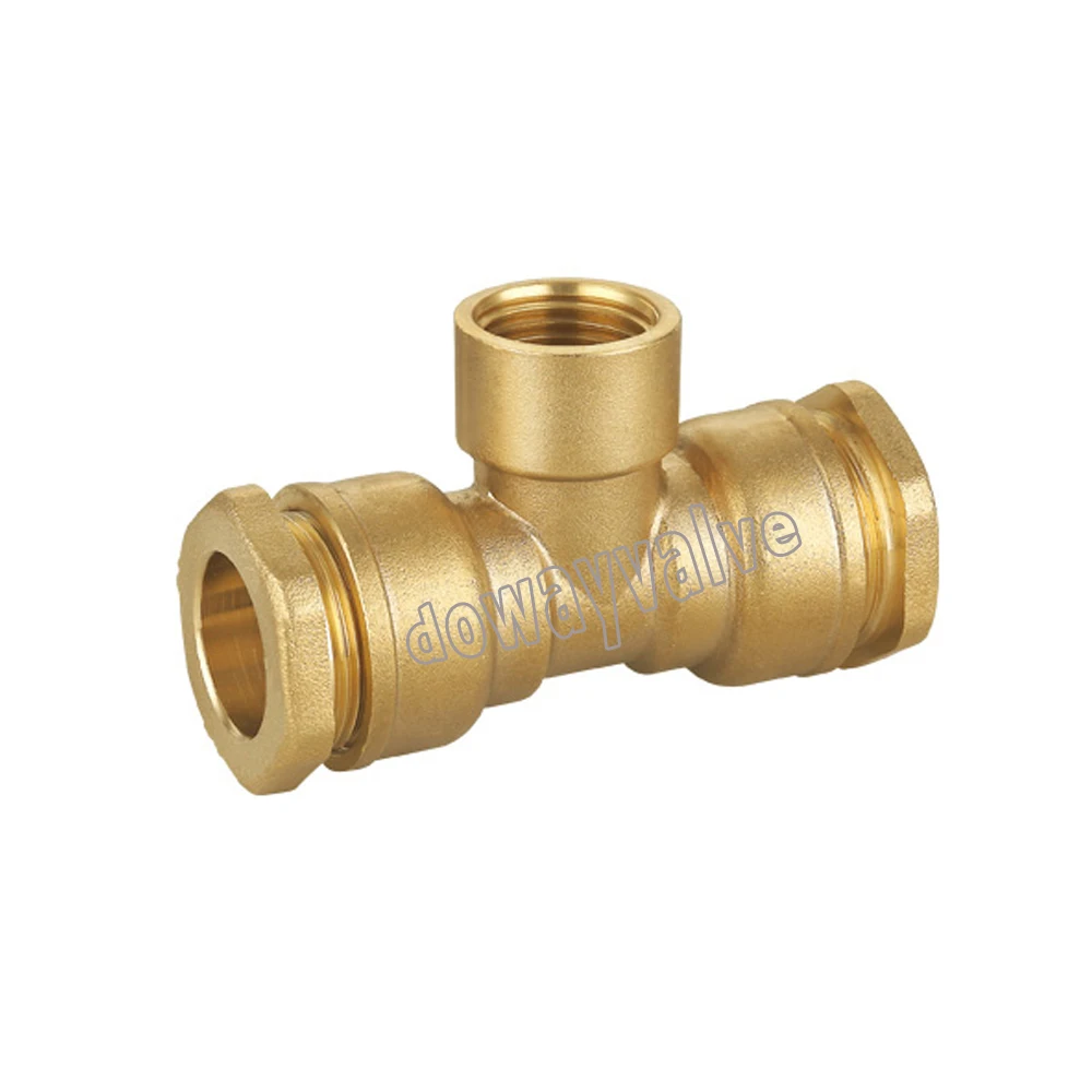 Din8076 Brass Female Tee Compression Coupling For Pe Pipe Dw619 - Buy ...