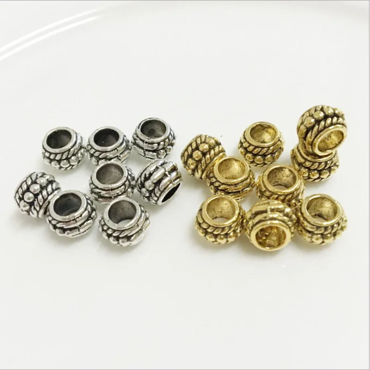 Tibetan Silver Gold Round Spacer Metal Beads Septum Spacers for Jewelry ...