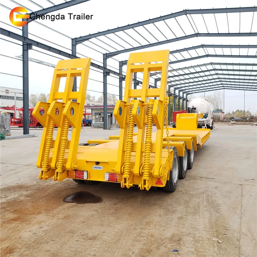 60 Ton Lowboy Trailers 3 Axle Front Loading Low Bed Loader Trailer For ...