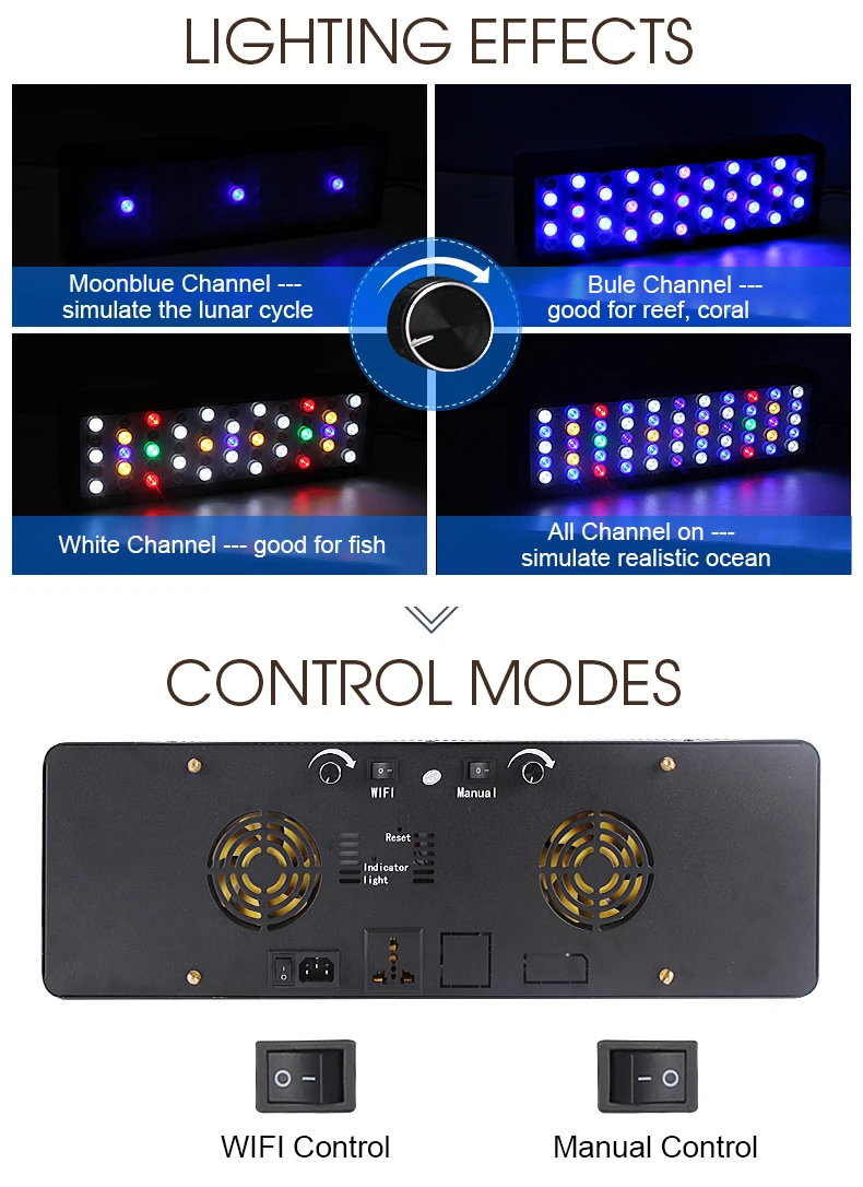 Best Selling Fish Tank Lighting Multi-channels Dimmable Smart Bt Led ...