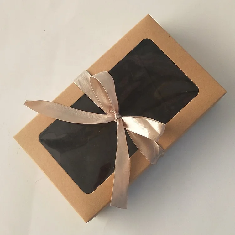 Custom Recycle Foldable Brown Kraft Paper Cardboard Gift Box with Window