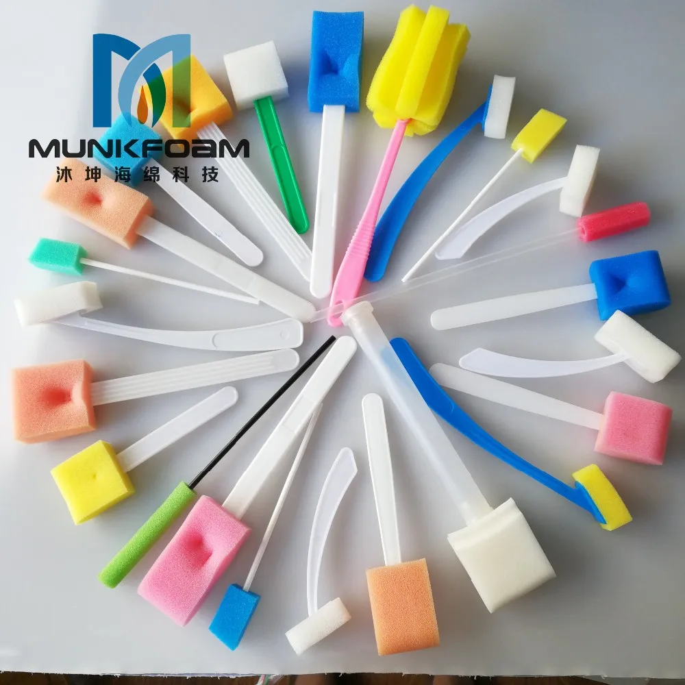 Curved Handle Sponge Brush Disinfection Sponge Brush Disposable Medical ...