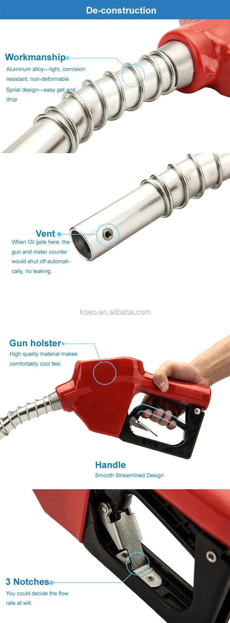 High Quality 11A Automatic Fuel Dispenser Nozzle Durable Aluminum for ...