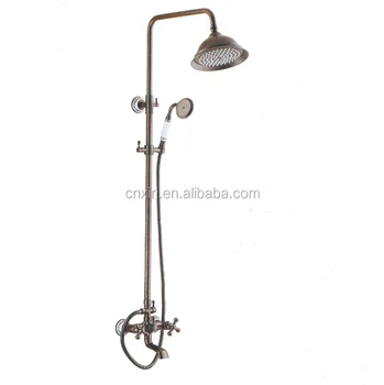 Antique Brass Shower Set Roman Bronze Style Retro Shower Faucets With ...