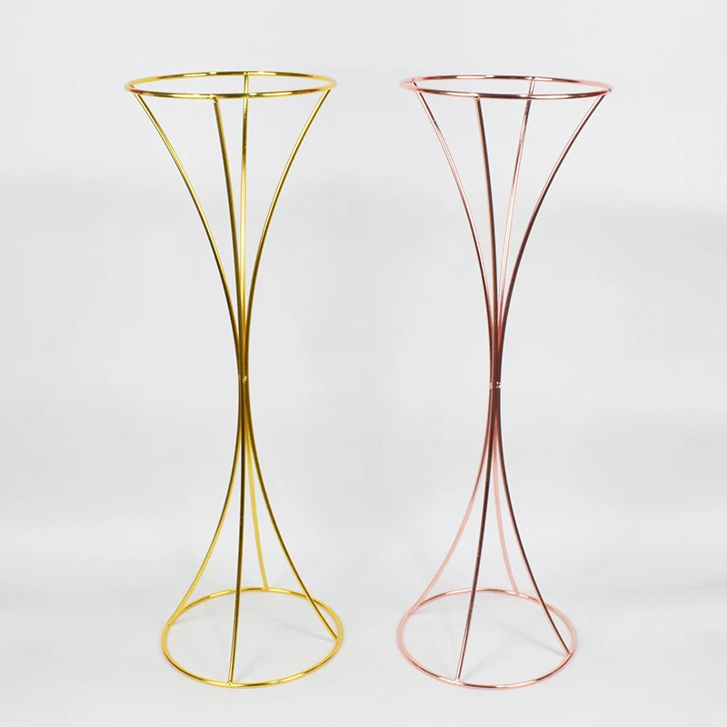 New Arrival Tall Rose Gold Metal Flower Stand for Wedding Table ...