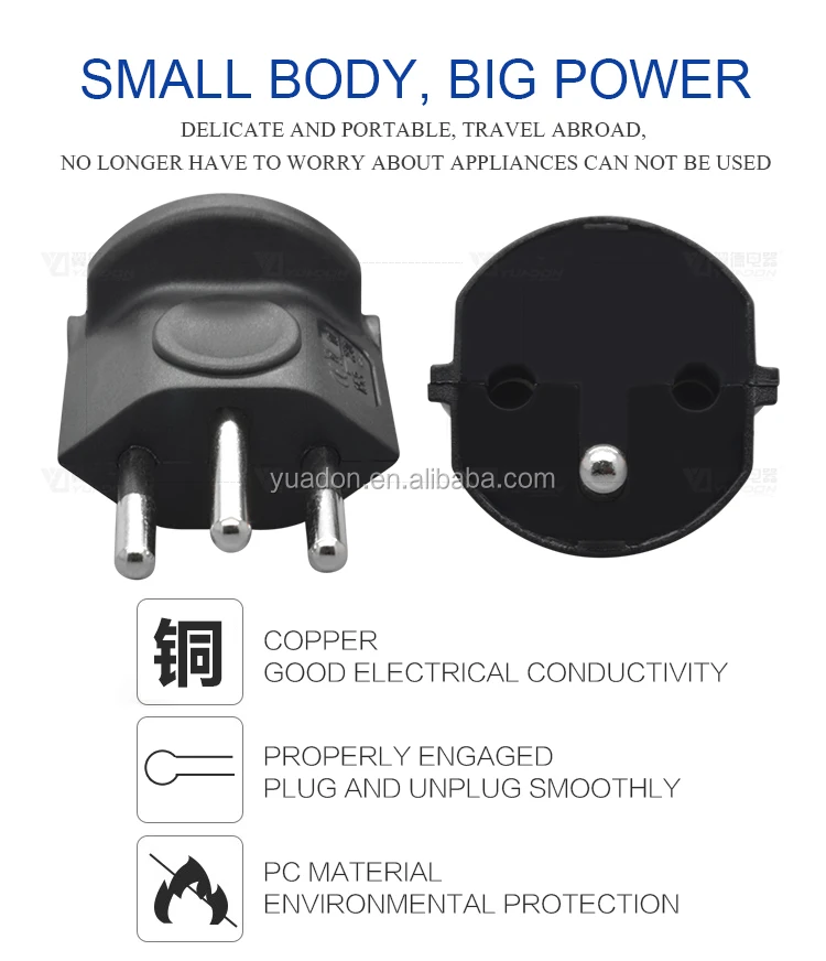 Yuadon Switzerland Adapter Eu to Swiss Power Plug Adapter 16A 250V ...