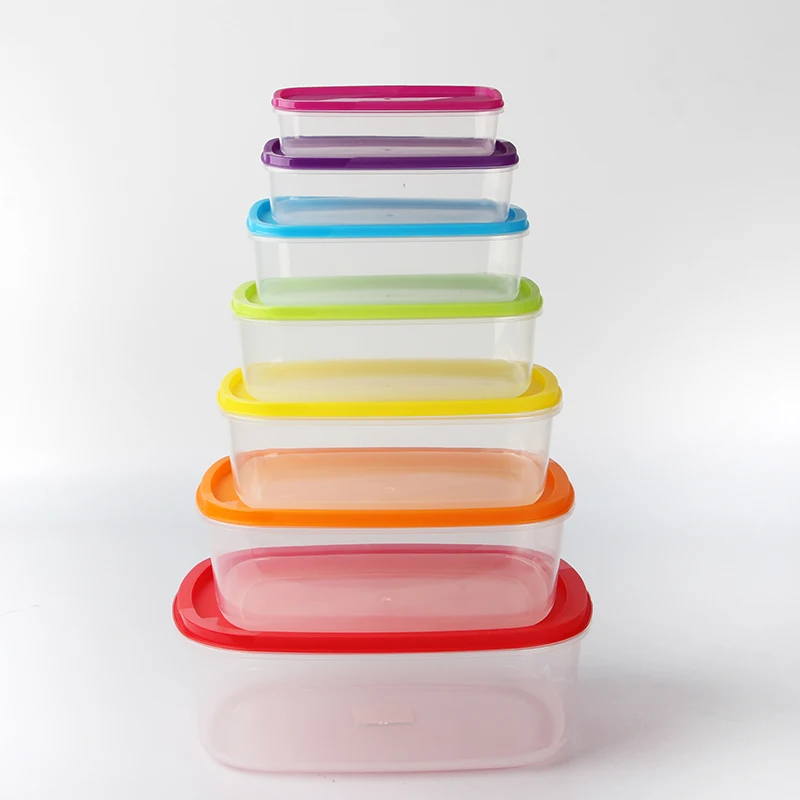 7pcs Colorful Plastic Crisper Box Kitchen Storage Containers Crisper ...