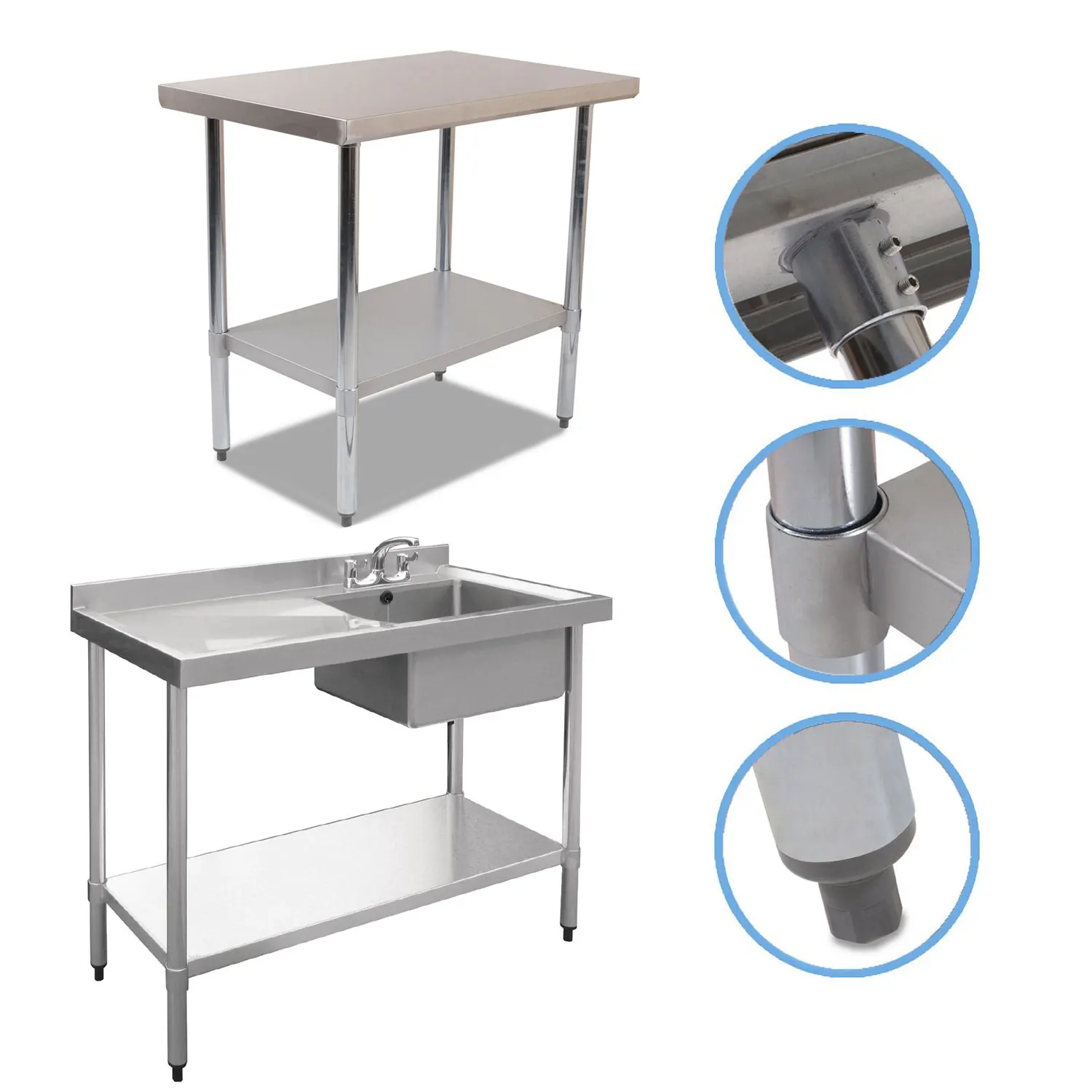 Stainless Steel Kitchen Work Cabinet With Double-walled Sliding Doors 3 ...