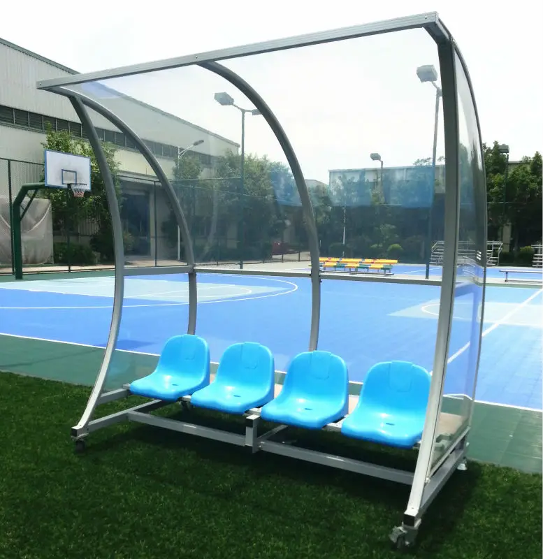 Galvanised Mild Steel Frame Curved Dugouts Team Shelter PP and Aluminum ...