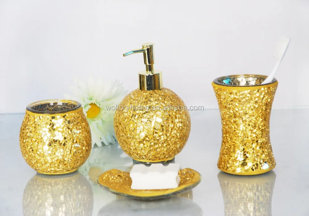 Luxury Gold Mug / Lotion Bottle / Soap Dish / Tooth Brush Holder ...