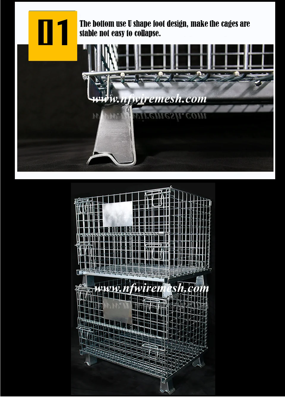 Wire Mesh Pallet For Stacking Folding Warehouse Cage Container Storage ...