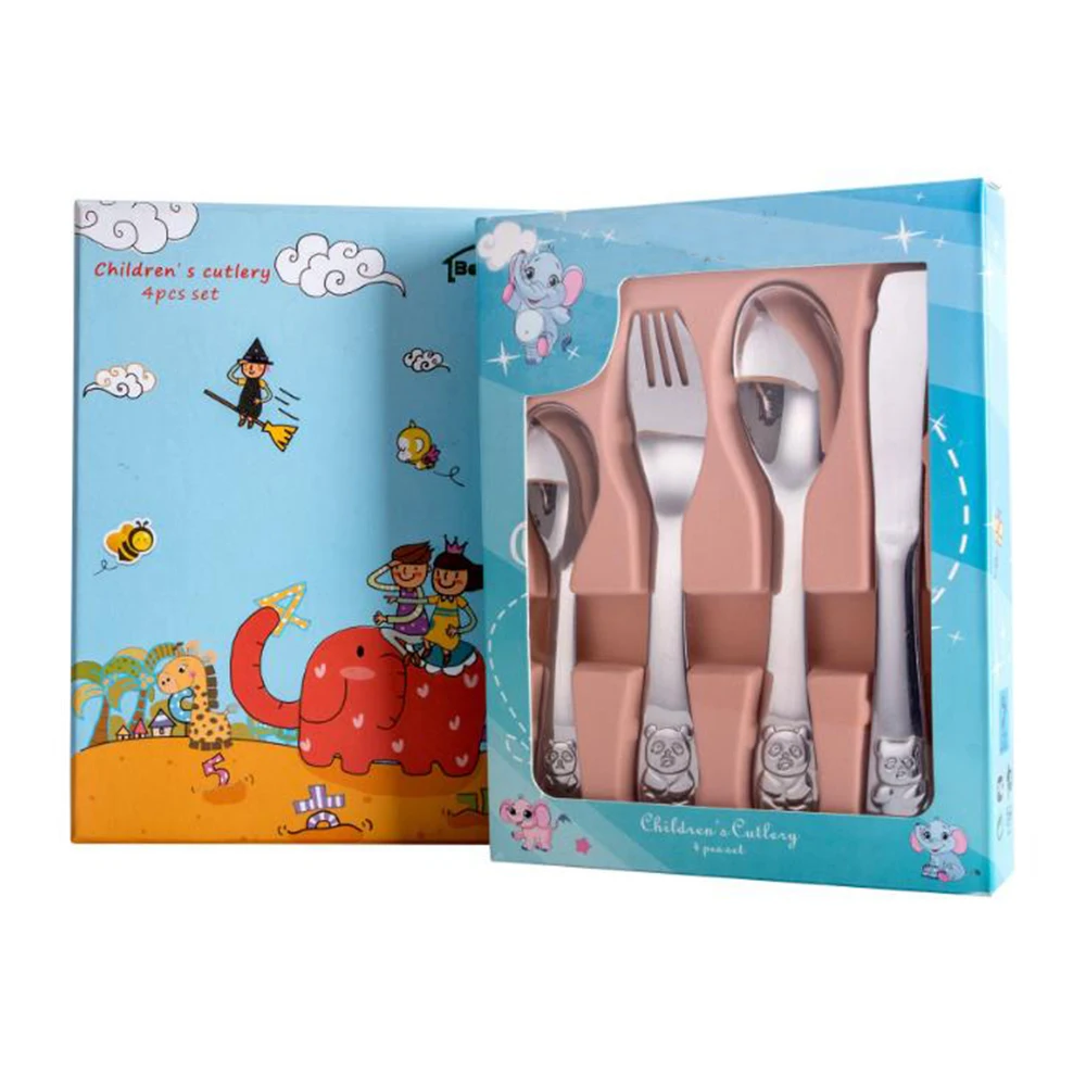 Animal Panda Stainless Steel Babies Tableware Spoon And Fork Cutlery ...
