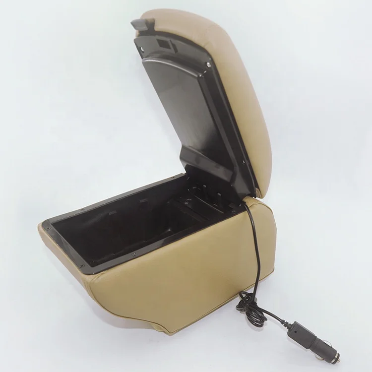 M4 Universal Armrest Console Box with USB - Beige PU Leather
