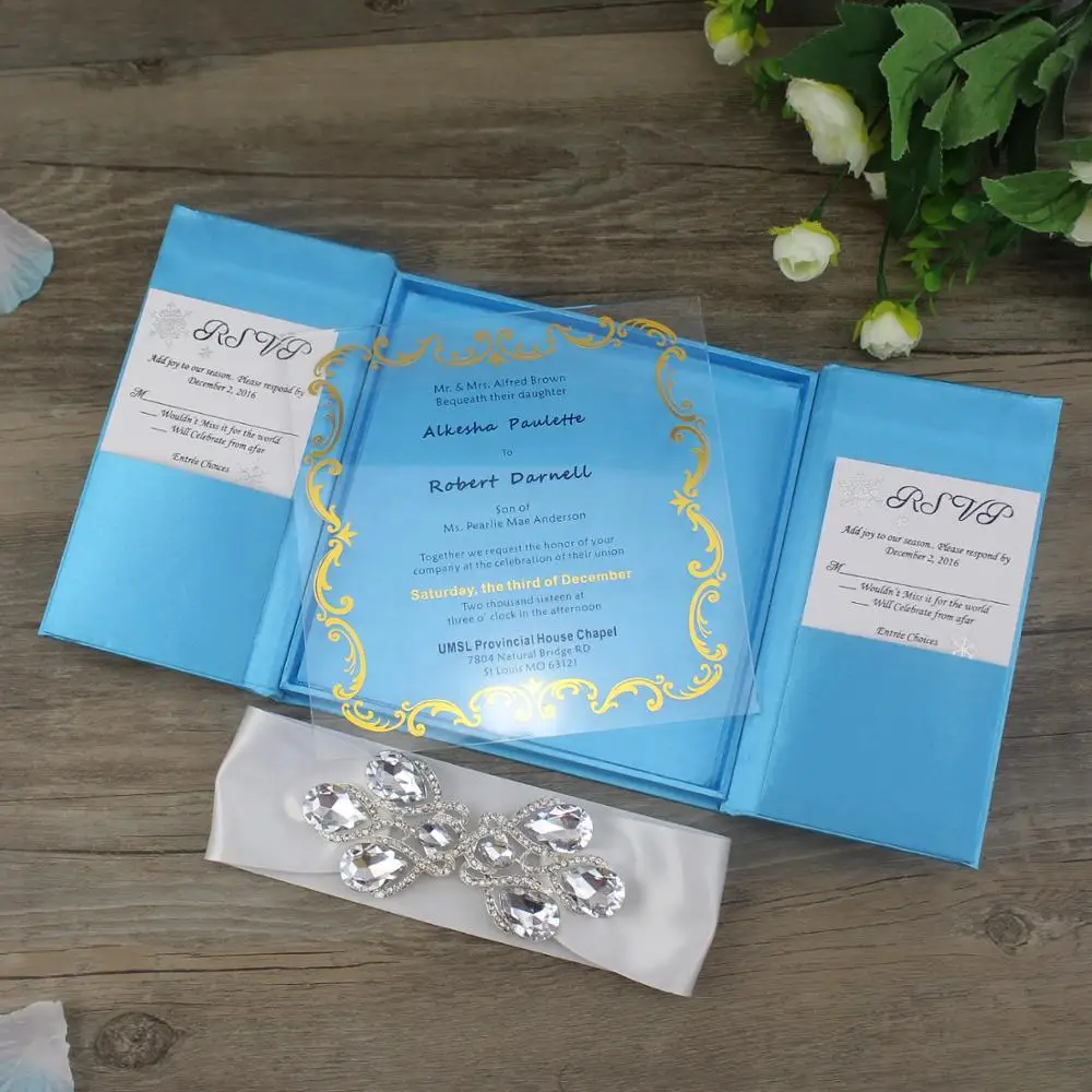 Gorgeous Hard Cover Wedding Invitations With Acrylic And Wedding ...