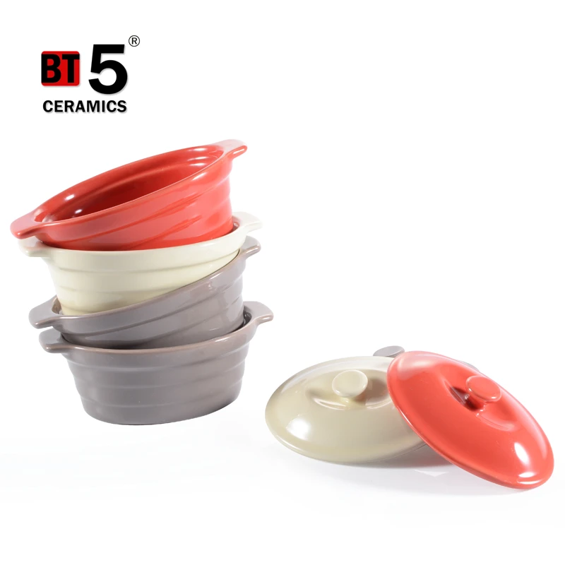 Oval Mini Stoneware Baking Ceramic Pudding Bowl Cookware