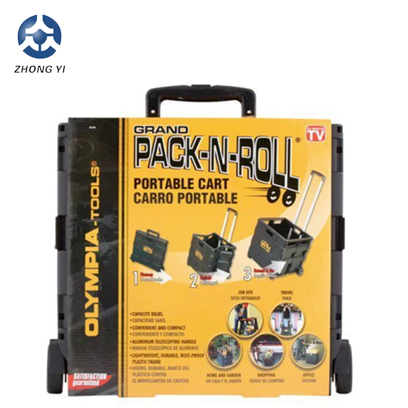 Plastic Rolling Fold Up Pull Trolley Shopping Cart - Buy Rolling ...