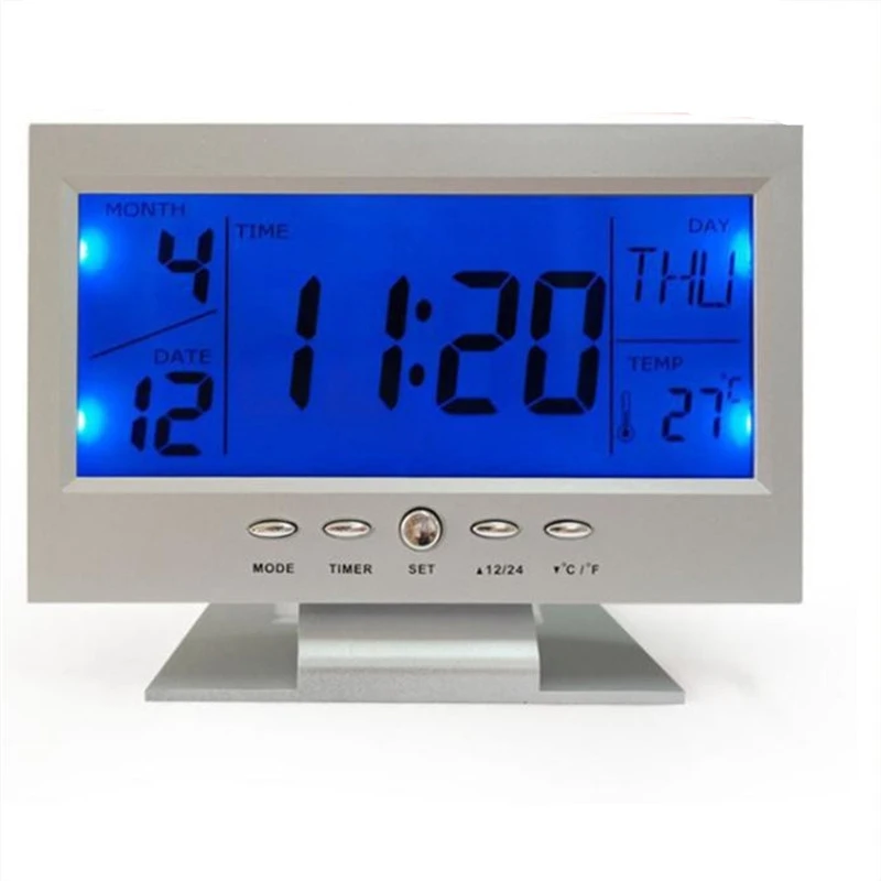 Tv Blue Backlight Voice Control Digital Temperature Display Black Led ...