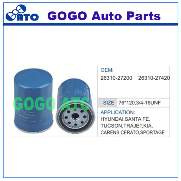 Filtro De Aceite Para Hundai Santa Fe Tucson Trajet Oem 26310-27200 ...