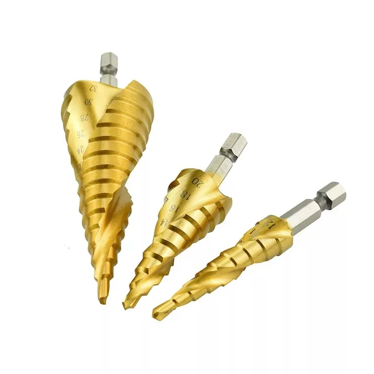 3pcs Conical Cone Drill Titanium Coated Metric Spiral Groove Step Drill ...
