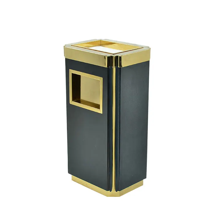 OEM Available Hotel Lobby Metal Waste Bins with Ashtray Black Rectangle ...