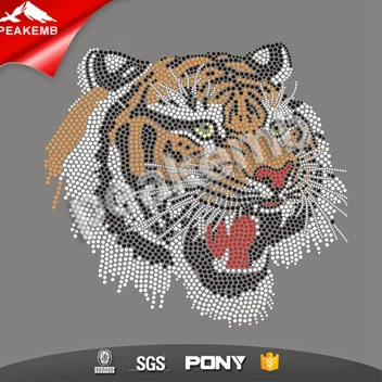 Craft Supplies & Tools iron on hot fix rhinestone tiger motif decal ...