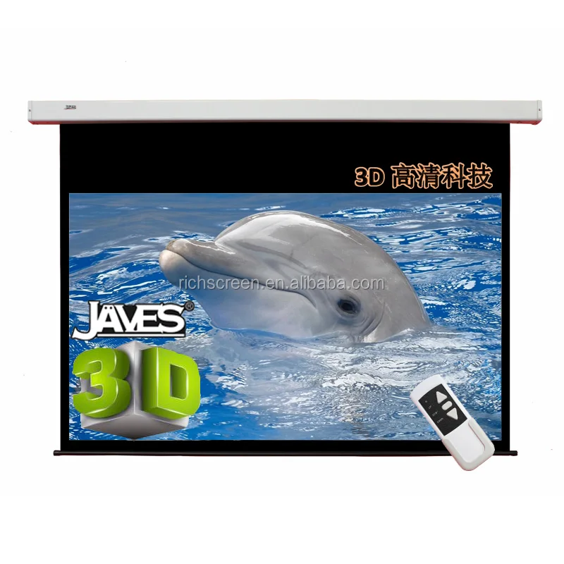 110" Inch 16:9 Hd Motorized Projection Screen /matte White Projector ...