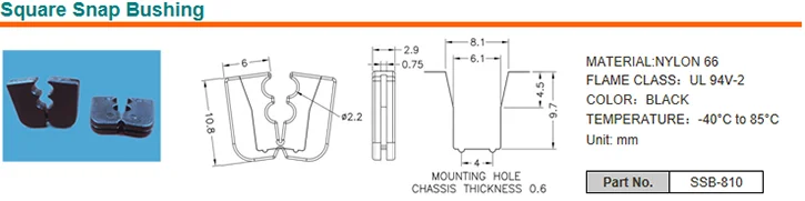 Nylon Square Snap Bushing Plastic Snap Bushing - Buy Cable Bushing ...